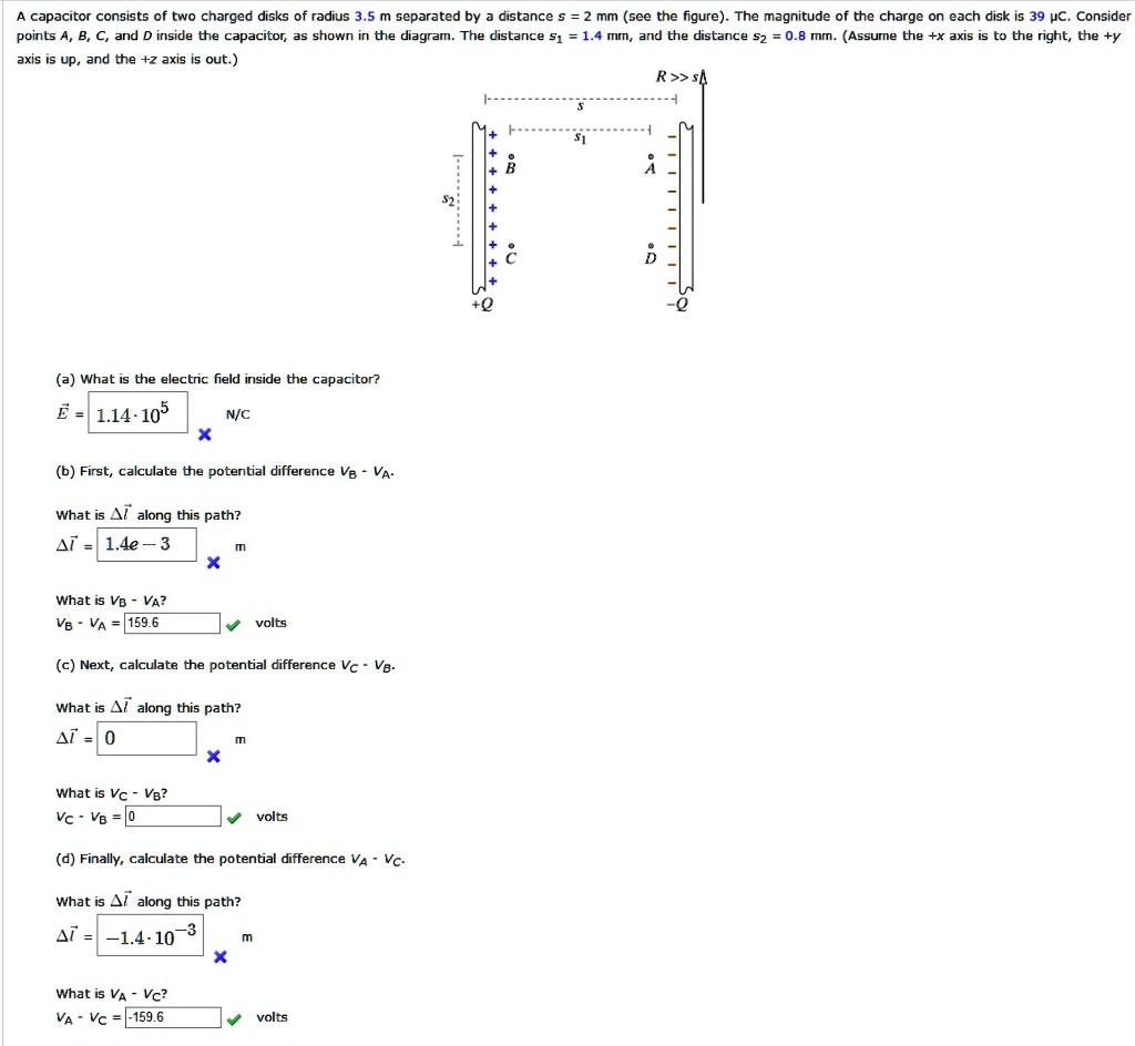 Capacitor Consists Of Two Charged Disks Of Radius 3 M Separated By Distance 2 Mm See The Figure