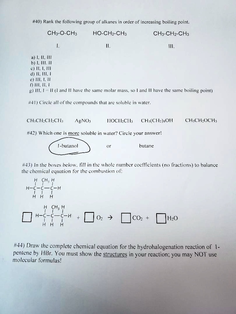 SOLVED: #40) Rank the following group of alkanes in order of increasing ...