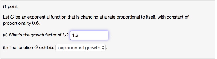1 point let g be an exponential function that changing at a rate ...