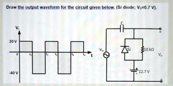 SOLVED: Draw the output waveform for the circuit given below. (Si diode; Vp = 0.7 V) V 20 V 10 ...