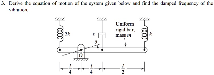 3. Derive the equation of motion of the system given below and find the damped frequency of the ...