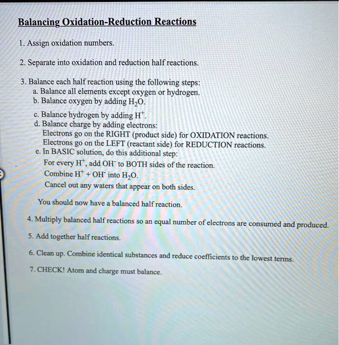 SOLVED: Balancing Oxidation-Reduction Reactions Assign oxidation ...