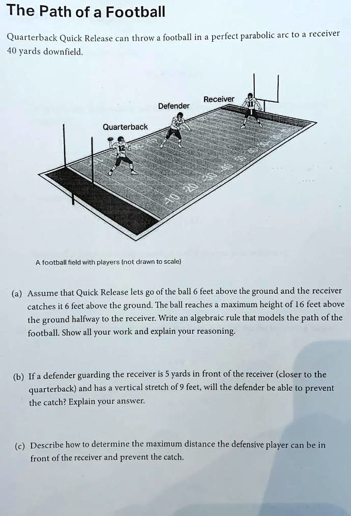 The Path of a Football 40 yards downfield. Receiver Defender ...