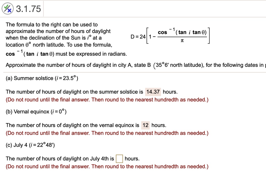 SOLVED: 3.1.75 The formula to the right can be used to approximate the ...