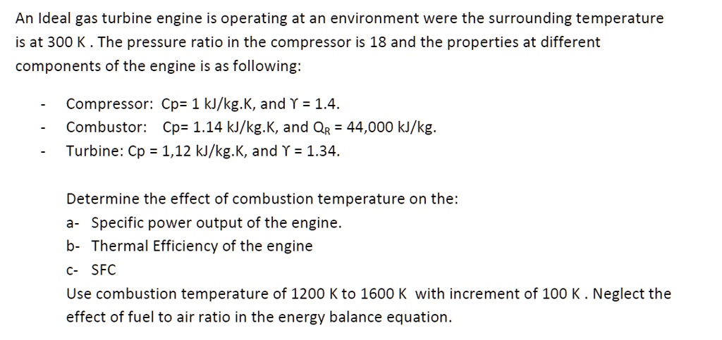 SOLVED: An Ideal gas turbine engine is operating at an environment were ...