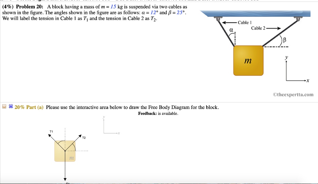 Solved Problem 20 A Block Having A Mass Of M 15 Kg Is Suspended Via