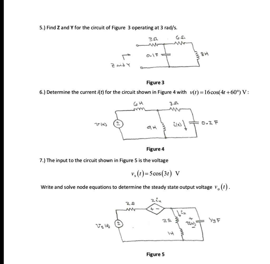 SOLVED: 5.) Find Z and Y for the circuit of Figure 3 operating at 3 rad/s. Figure 3 6 ...