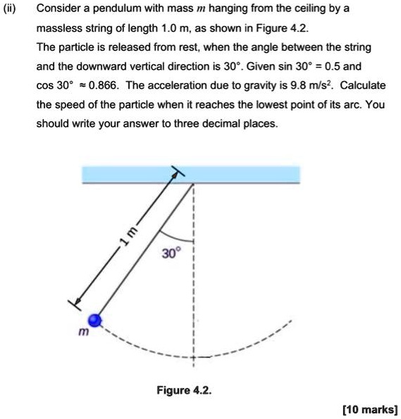 SOLVED: Consider a pendulum with mass m hanging from the ceiling by a ...