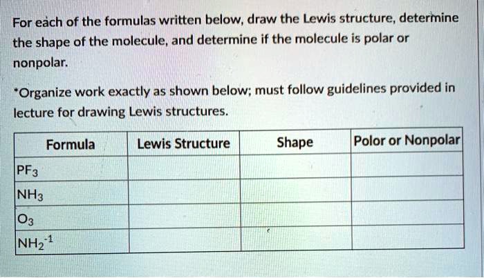 SOLVED: For each of the formulas written below, draw the Lewis ...
