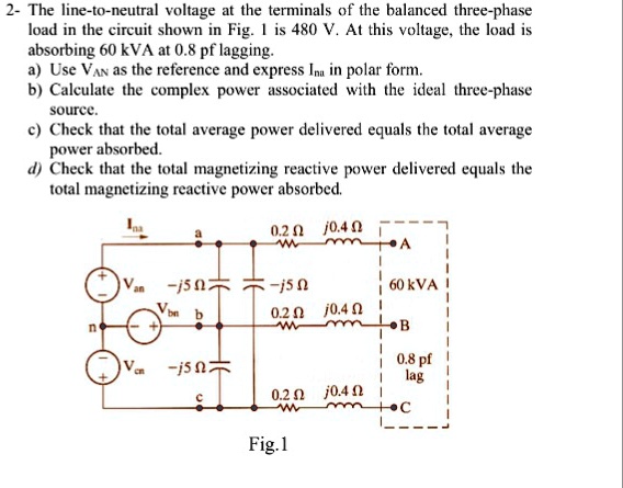 SOLVED: The line-to-neutral voltage at the terminals of the balanced three-phase load in the ...