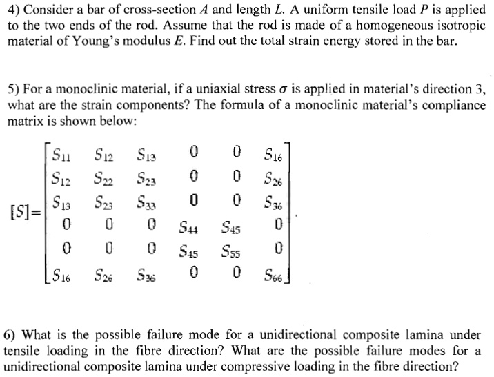SOLVED: 4) Consider a bar of cross-section A and length L. A uniform tensile load P is applied ...