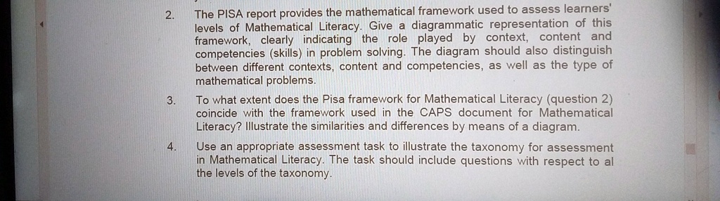 SOLVED: The PISA report provides the mathematical framework used to ...