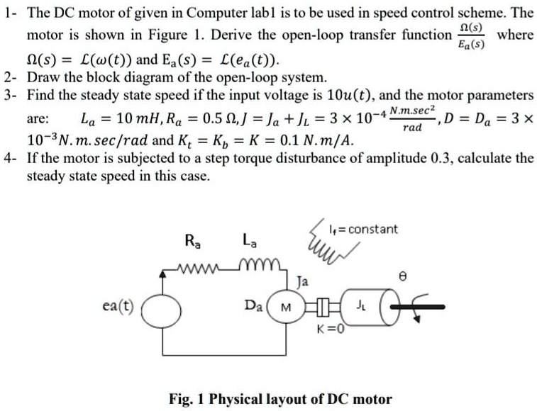 SOLVED: 1- The DC motor of given in Computer labl is to be used in ...