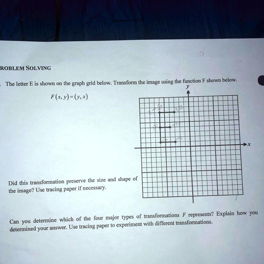 7 the letter is shown on the graph grid below transform the image using ...