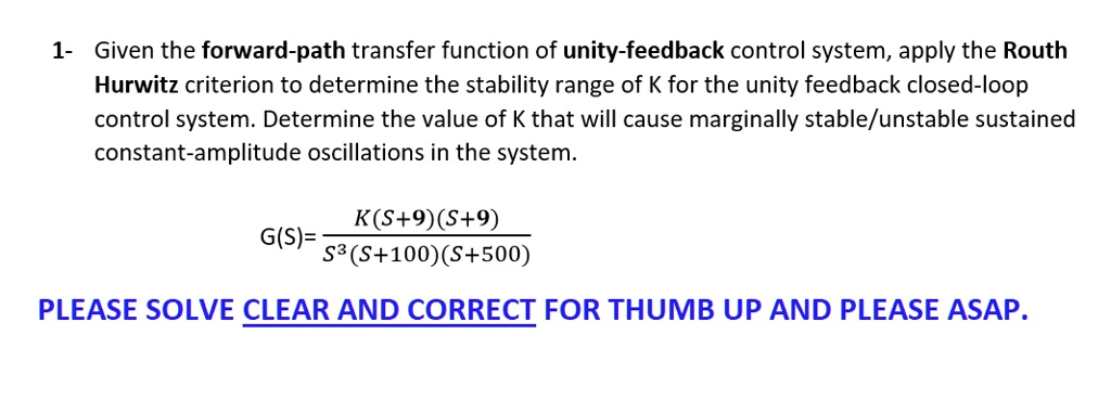 Solved Given The Forward Path Transfer Function Of A Unity Feedback 1716