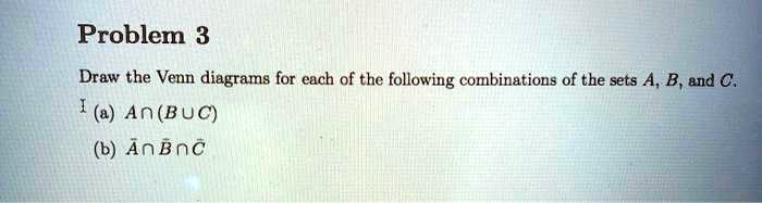 SOLVED: Problem 3 Draw the Venn diagrams for each of the following ...