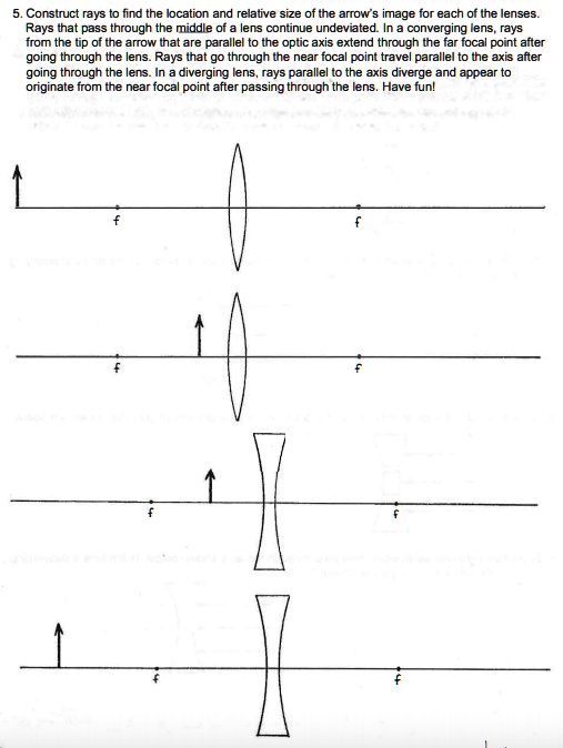 construct rays find the location and relative size of the arrow s image ...