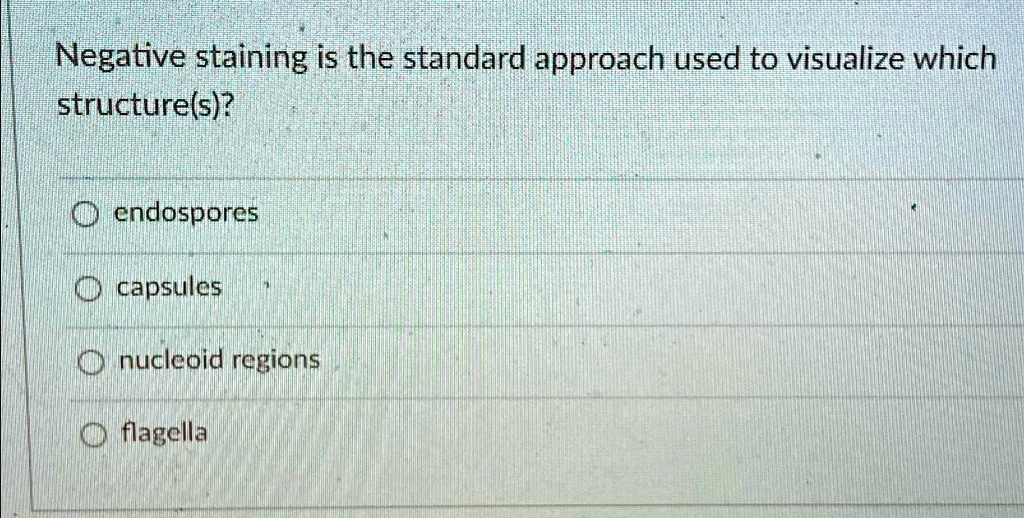 negative staining is the standard approach used to visualize which ...