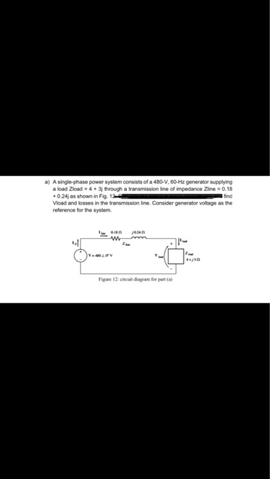 SOLVED: A single-phase power system consists of a 480-V, 60-Hz generator supplying a load Zload ...