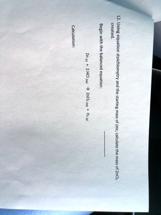 1 using calculation begin with the equation sluz balanced stoichiometry ...