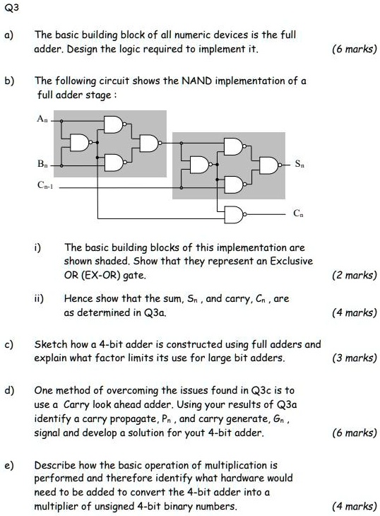 SOLVED: Q3 a) The basic building block of all numeric devices is the full adder.Design the logic ...