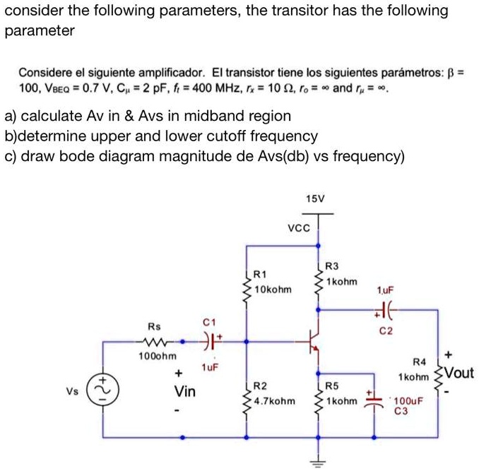 consider the following parameters, the transitor has the following ...
