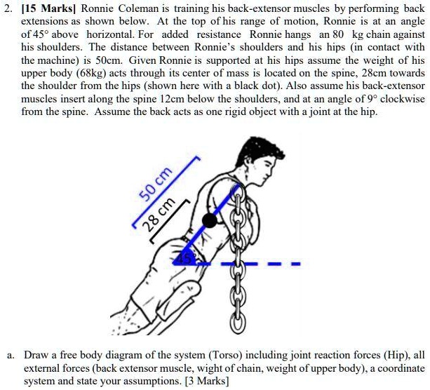 SOLVED: 2. [15 Marks]Ronnie Coleman is training his back-extensor ...