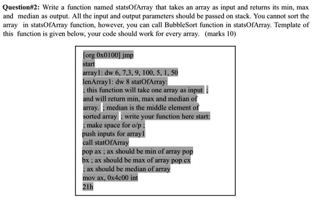 Solved Texts Question 2 Write A Function Named Statsofarray That Takes An Array As Input And 0712