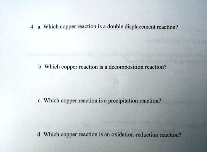 which copper reaction is a double displacement reaction b which copper ...