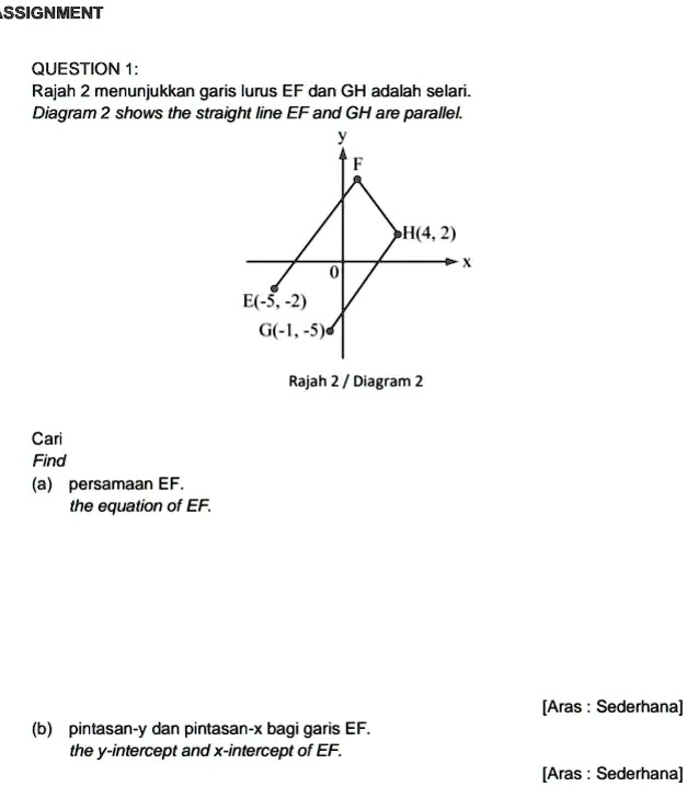 SOLVED: Text: ASSIGNMENT QUESTION 1: Rajah 2 menunjukkan garis lurus EF ...