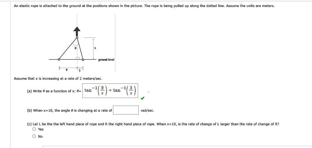 an elastic rope attached to the ground at the positions shown the ...