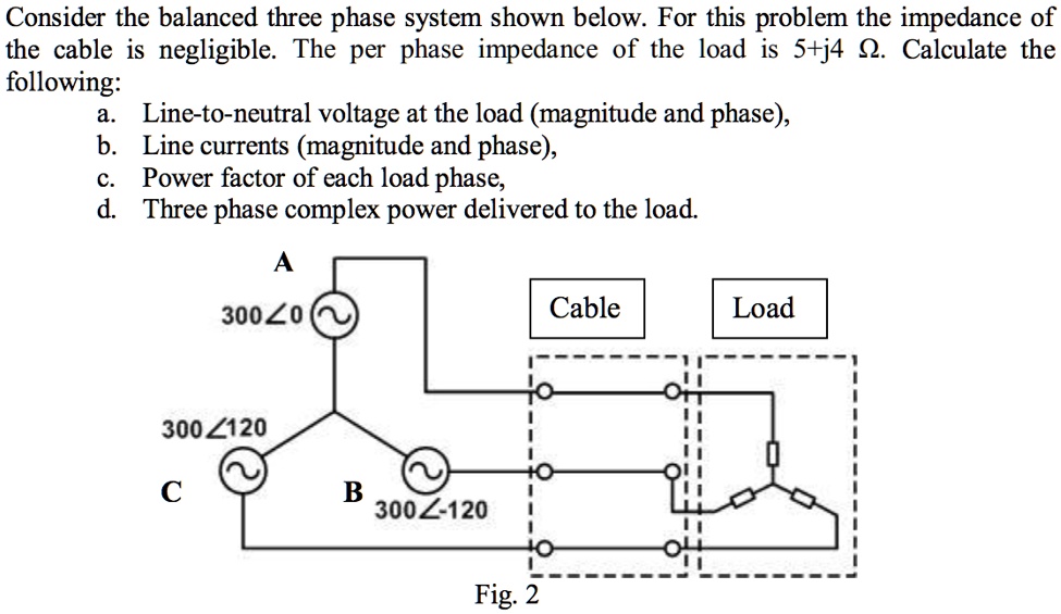 SOLVED: SOLVE THIS ON A PER PHASE BASIS Consider the balanced three-phase system shown below ...