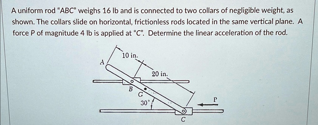 A uniform rod "ABC" weighs 16 lb and is connected to two collars of ...