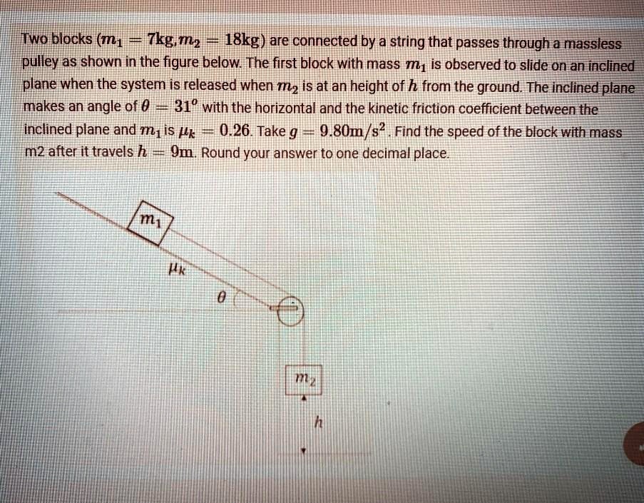 SOLVED: How can you solve that one? Two blocks (m1 = 7kg, m2 = 18kg) are connected by a string ...
