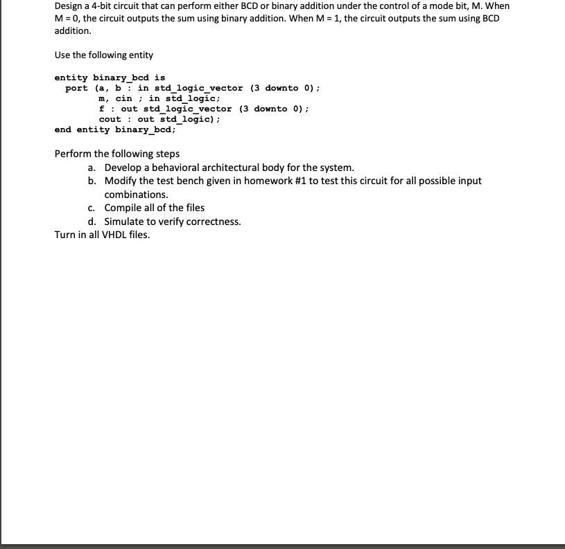 VIDEO solution: Design a 4-bit circuit that can perform either BCD or ...