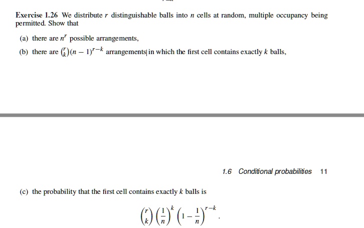SOLVED: Exercise 1.26: We distribute distinguishable balls into cells at random, with multiple ...