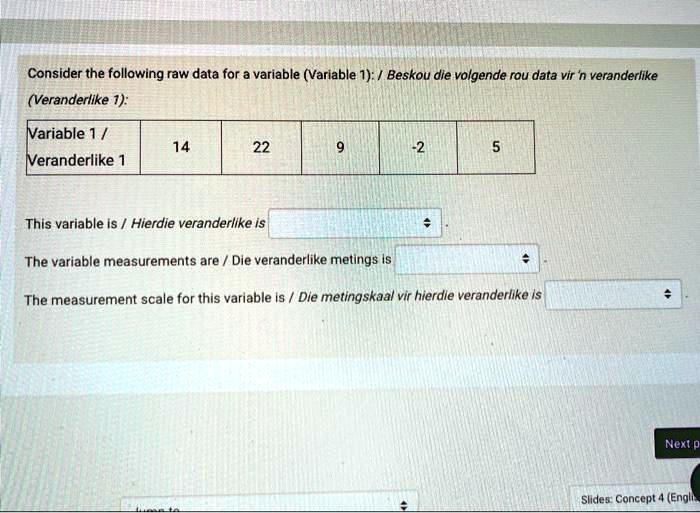 Consider the following raw data for a variable (Variable 1): / Beskou ...