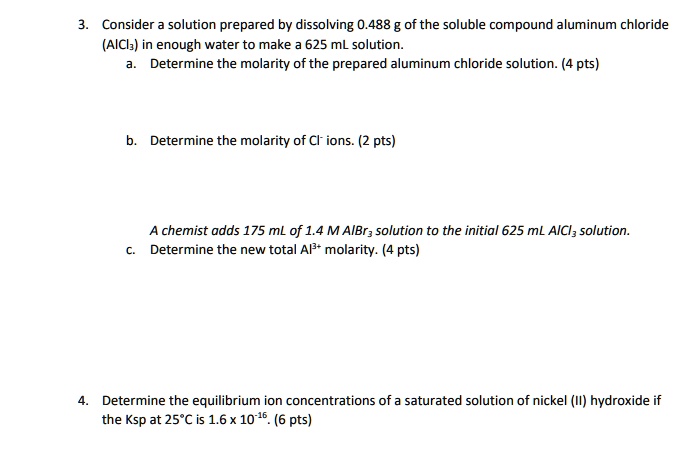 SOLVED:Consider solution prepared by dissolving 488 of the soluble ...