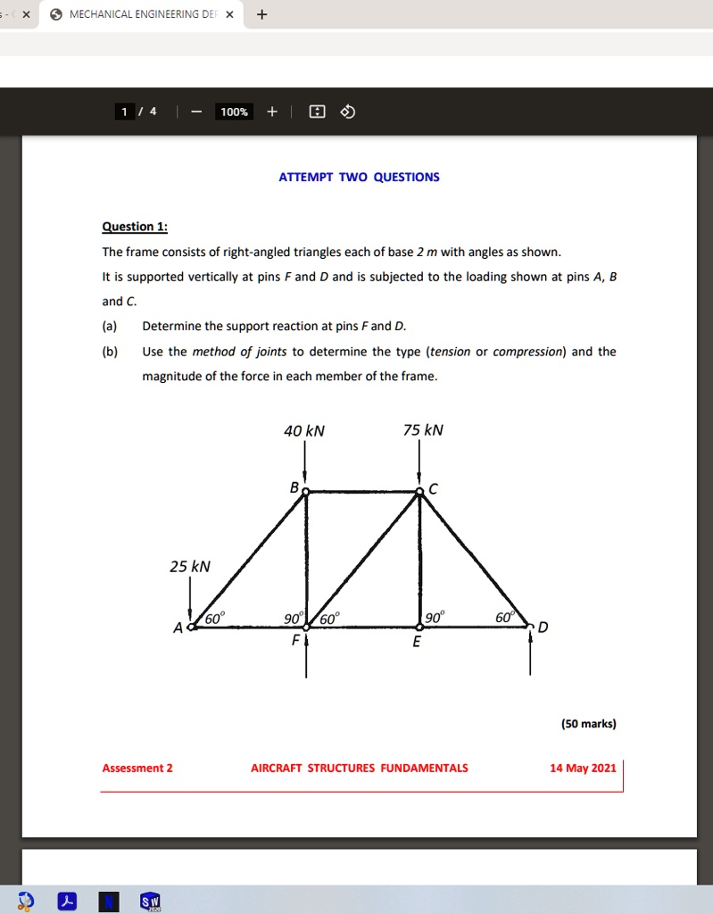 SOLVED: MECHANICAL ENGINEERING DEF X 100% + A ATTEMPT TWO QUESTIONS ...