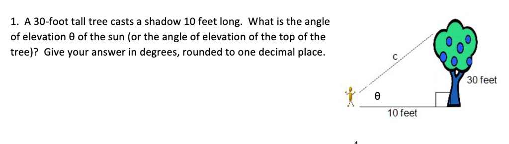 SOLVED: A 30-foot tall tree casts a shadow 10 feet long: What is the ...