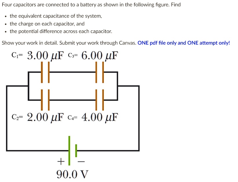 texts help me four capacitors are connected to a battery as shown in the following figure find ...