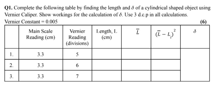 SOLVED: Q1. Complete the following table by finding the length and of a ...