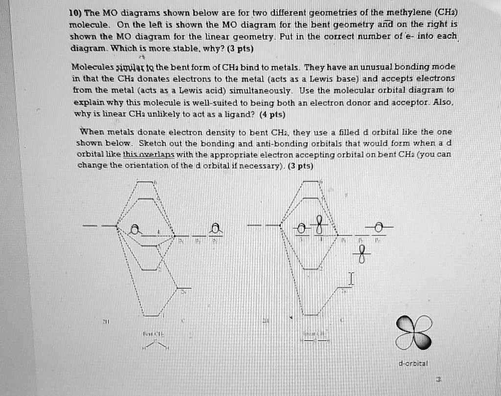 SOLVED: The MO diagrams shown below are for two different geometries of ...