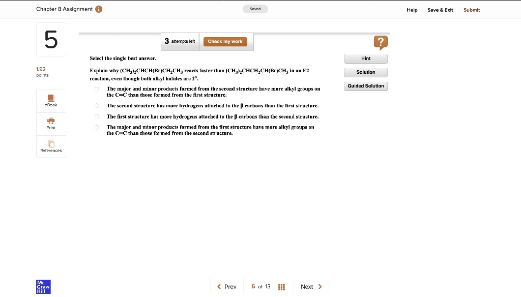 select the single best answer explain why ch32chchbrch2ch3 reacts ...