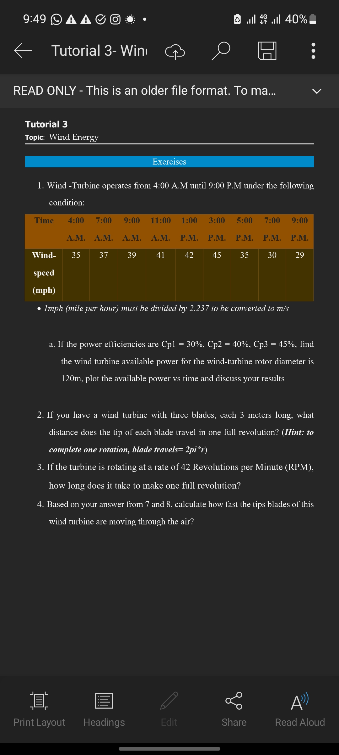 SOLVED: ?. 40 % ← Tutorial 3- Win? READ ONLY - This is an older file format. To ma... Tutorial 3 ...
