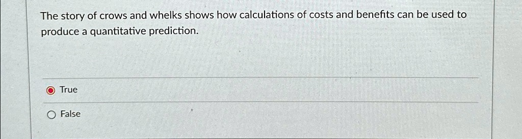 SOLVED: The story of crows and whelks shows how calculations of costs ...