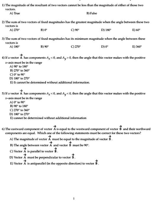 Asap 1the Magnitude Of The Resultant Of Two Vectors Cannot Be Less Than The Magnitude Of Either