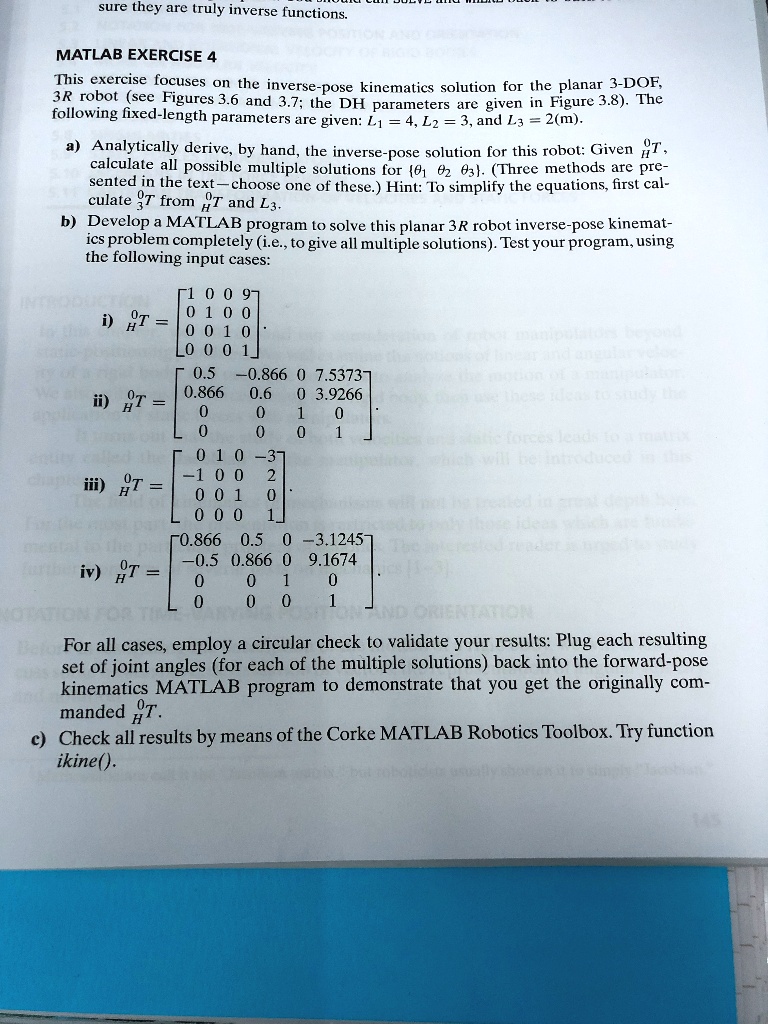 SOLVED: Sure they are truly inverse functions. MATLAB EXERCISE 4 ...