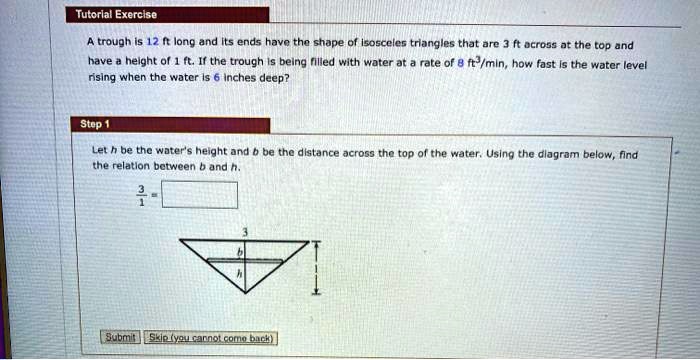 SOLVED: Tutorlal ExercIse trough 12 f long and Its ends havc tho shape ...