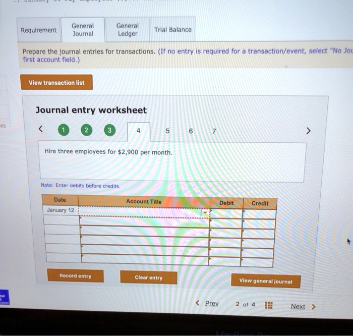SOLVED: General Journal General Ledger Requirement Trial Balance ...